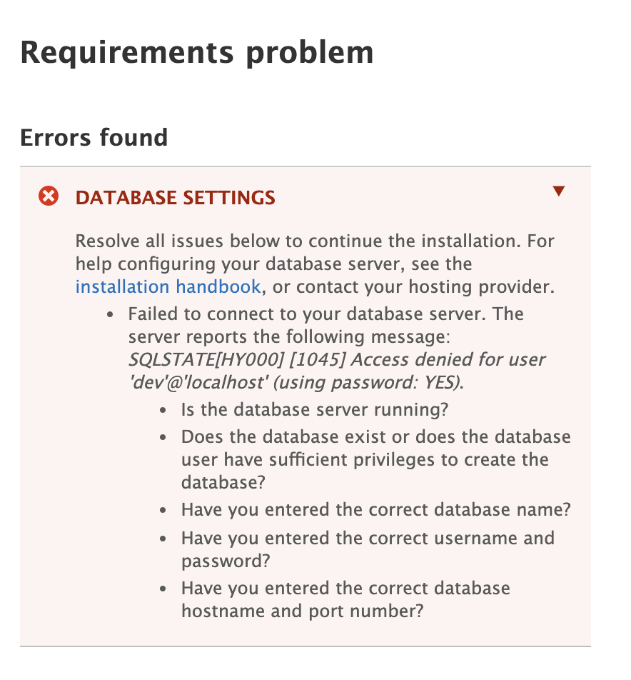 Incorrect Drupal Already Installed If Any Database Settings Are Wrong 5775